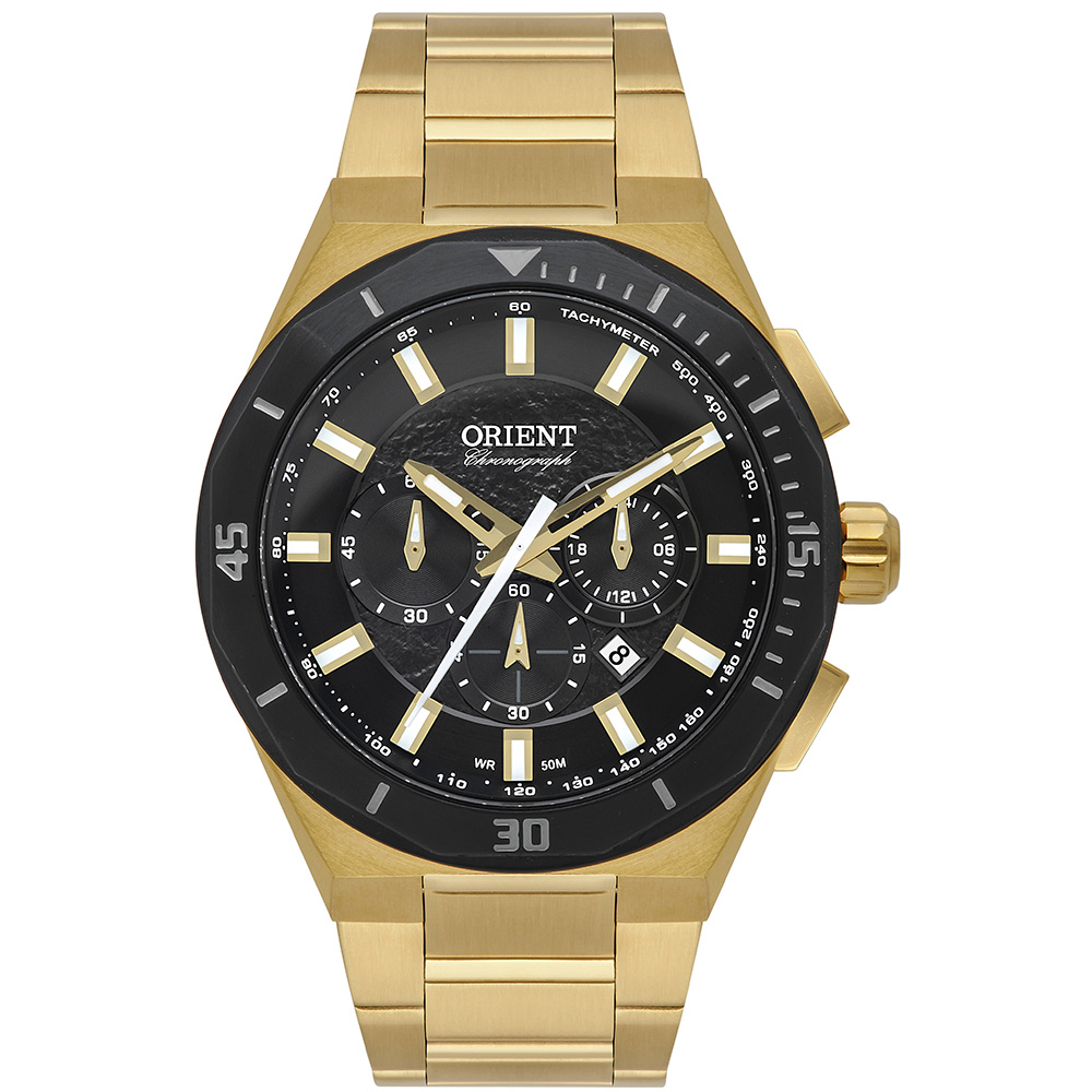 RELOGIO ORIENT SPORT MASCULINO CRONOGRAFO MGSSC048 DOURADO - ORIENT ...