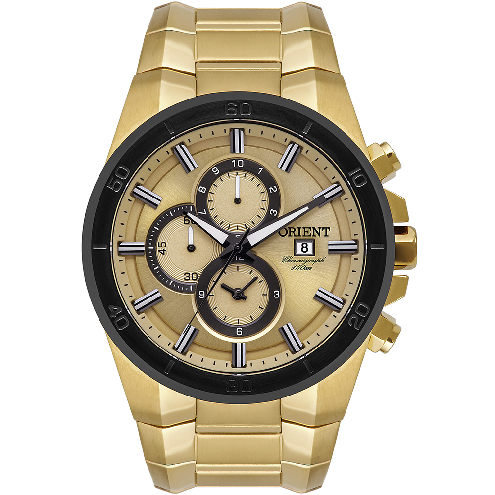RELOGIO ORIENT SPORT MASCULINO CRONOGRAFO MGSSC050 DOURADO - ORIENT ...