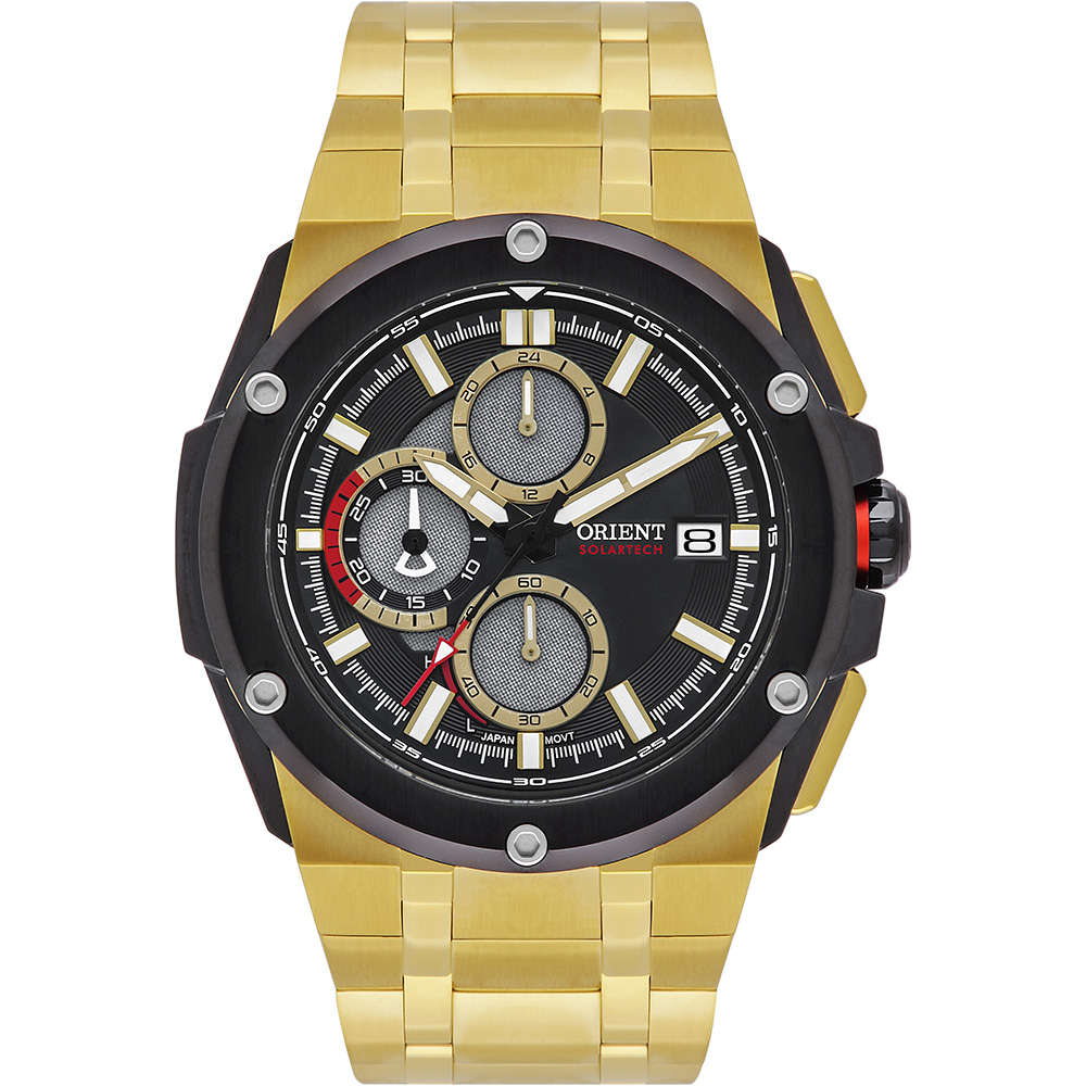 RELOGIO ORIENT SOLARTECH MASCULINO CRONOGRAFO MGSSC056 DOURADO - ORIENT ...