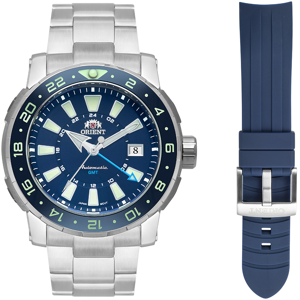 RELOGIO ORIENT AUTOMATICO MASCULINO GMT NH3SS003 PRATA - ORIENT RELÓGIOS
